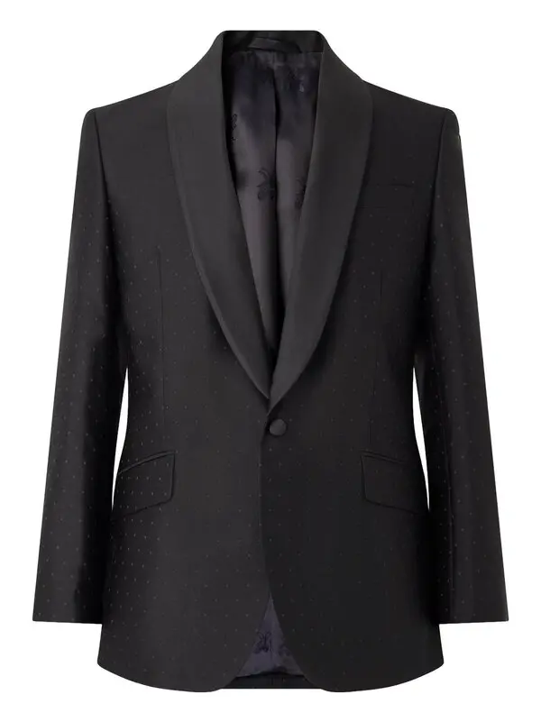 FAVOURBROOK Polka-dots Wool And Silk-blend Tuxedo Jacket - Black