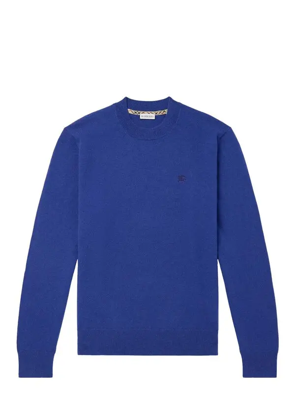 Burberry Logo-embroidered Cashmere-blend Sweater - Blue