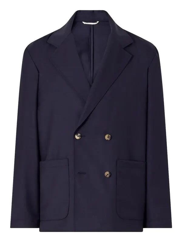 De Bonne Facture Double-breasted Virgin Wool-twill Jacket - Blue