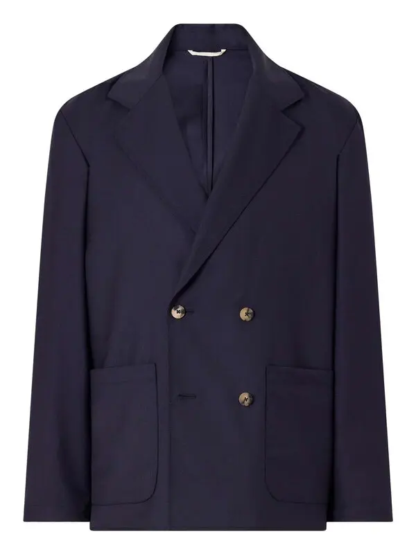 De Bonne Facture Double-breasted Virgin Wool-twill Jacket - Navy