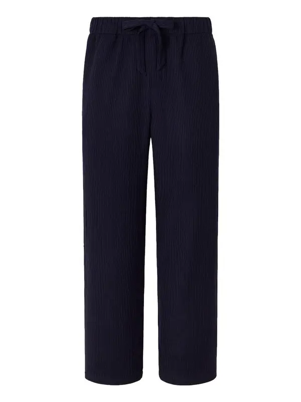 Frescobol Carioca Luan Straight-leg Wool Drawstring Trousers - Blue