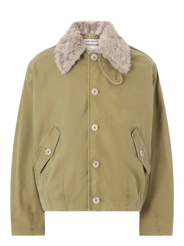 Our Legacy Aerial Wool And Linen-blend Trimmed Cotton-canvas Jacket - Brown