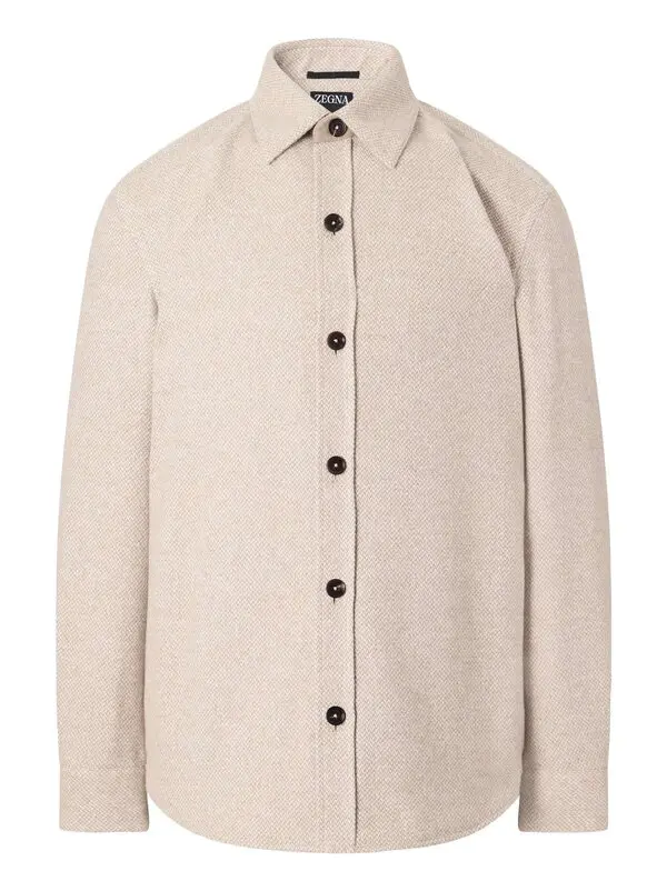 Zegna Cashmere And Silk-blend Twill Overshirt - Beige