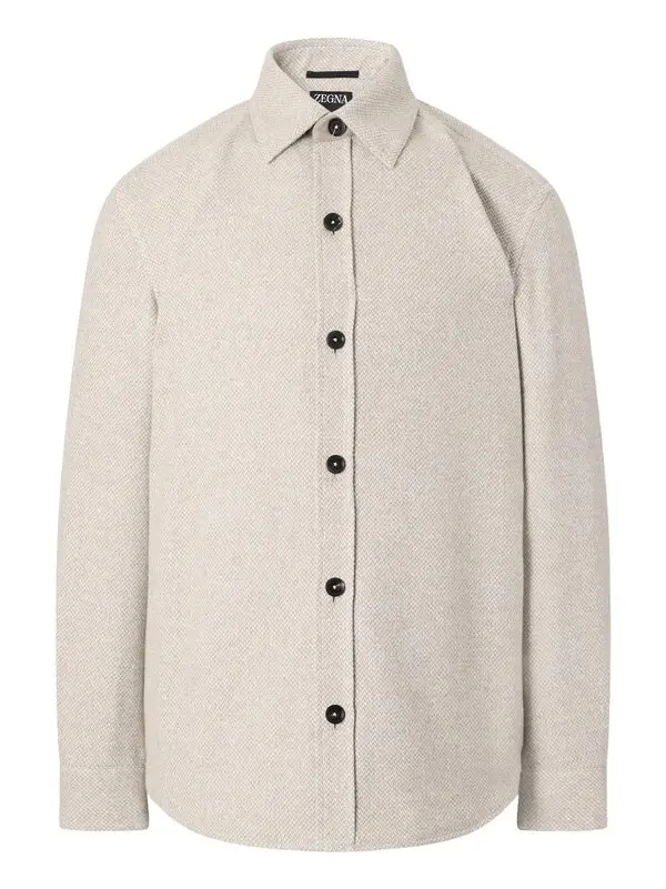 Zegna Cashmere And Silk-blend Twill Overshirt - Neutrals