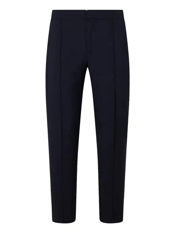 Zegna Tapered Pleated Wool-canvas Trousers - Blue