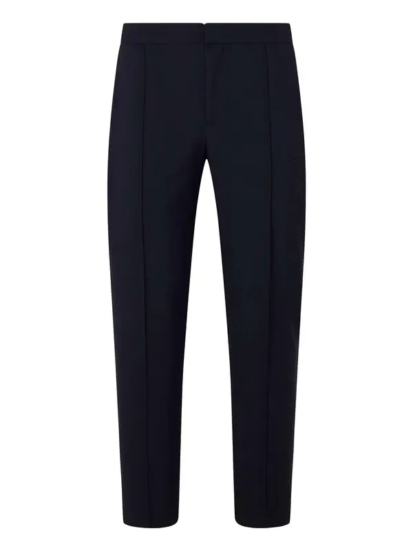 Zegna Tapered Pleated Wool-canvas Trousers - Navy