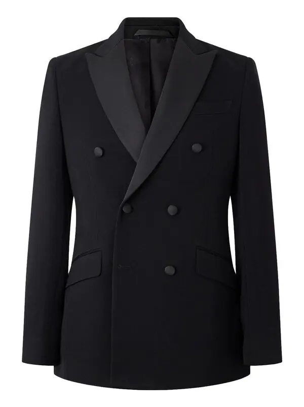 FAVOURBROOK Grosgrain-trimmed Double-breasted Wool Tuxedo Jacket - Black