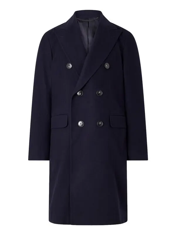 Canali Double-breasted Wool Coat - Blue