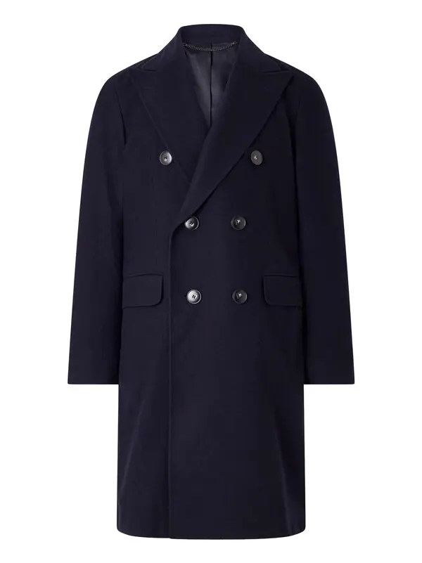 Canali Double-breasted Wool Coat - Navy