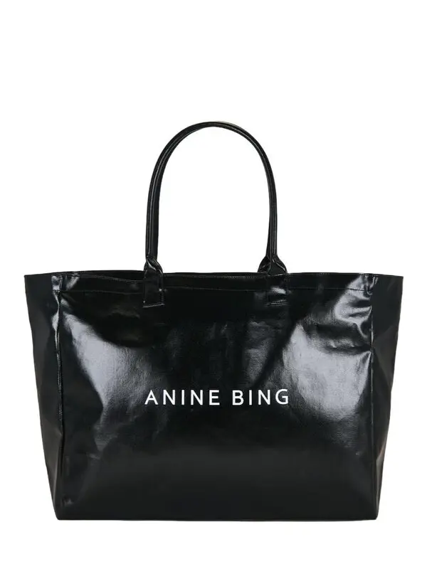 ANINE BING Leo Coated Canvas Tote - Black