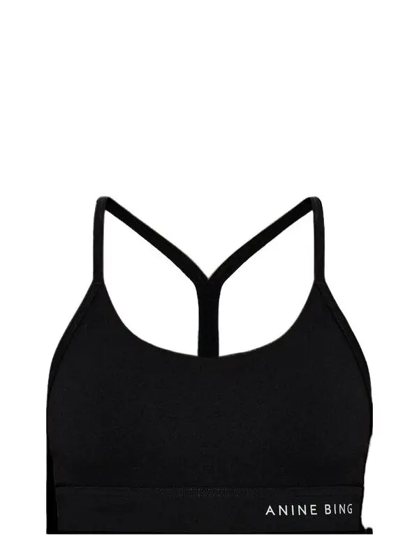ANINE BING Eve Logo-print Racerback Sports Bra - Black
