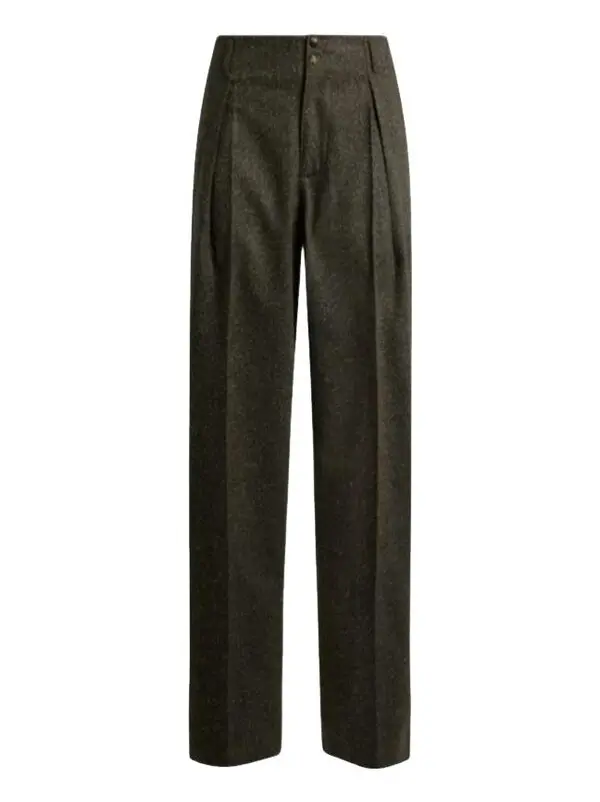 Etro Wool-blend Jacquard Trousers With Pegaso Buttons - Black