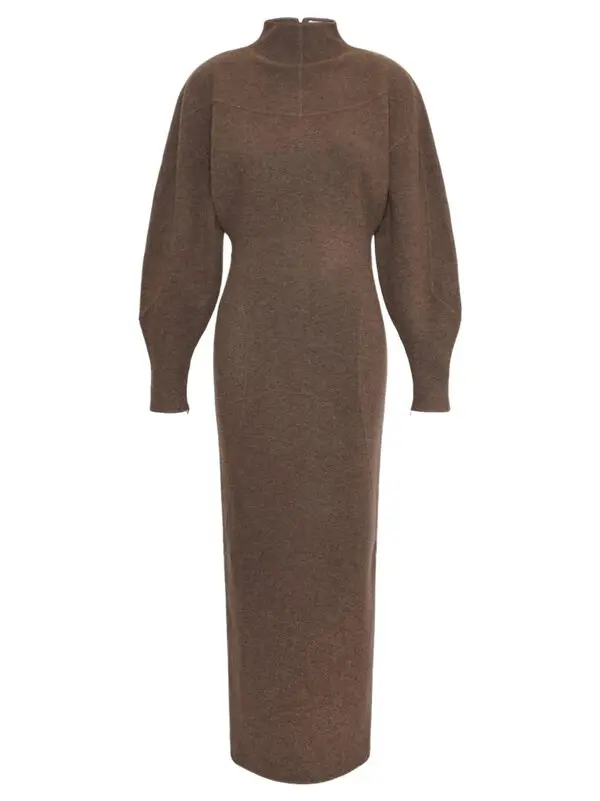 Max Mara Tenuta High Neck Knitted Dress - Mud