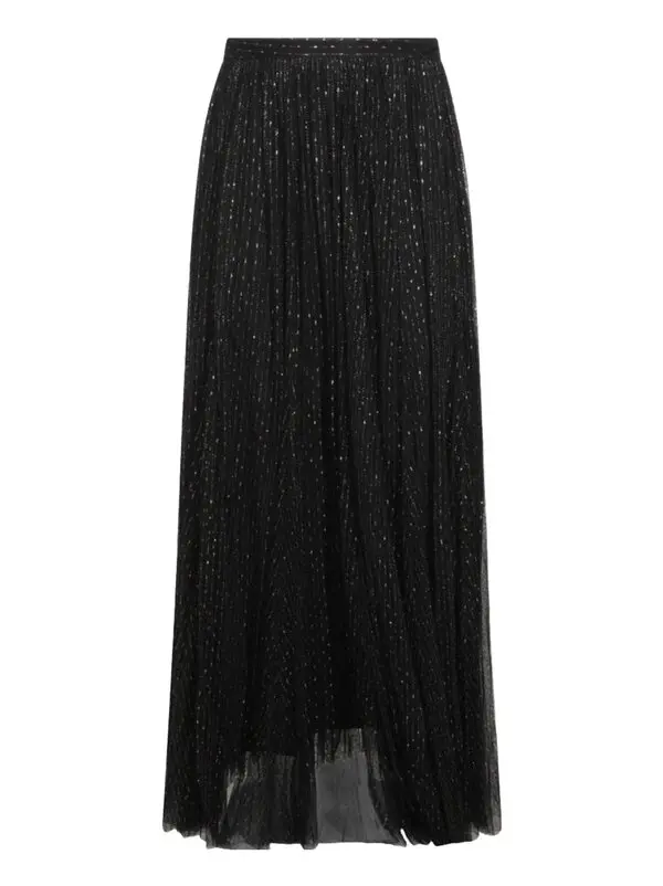 TWINSET Metallicthread Pleated Maxi Skirt - Black