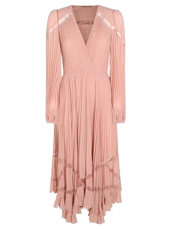 TWINSET Long Pleated Georgette Dress - No