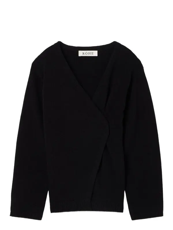 RÓHE Off-shoulder Wrap Cardigan - Black