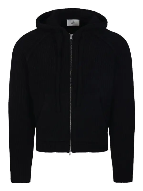 DUNST Zip-up Hooded Cardigan - Black