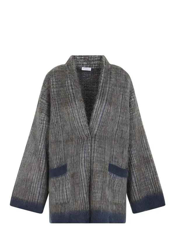 Brunello Cucinelli Galles Jacquard Cardigan - Gray