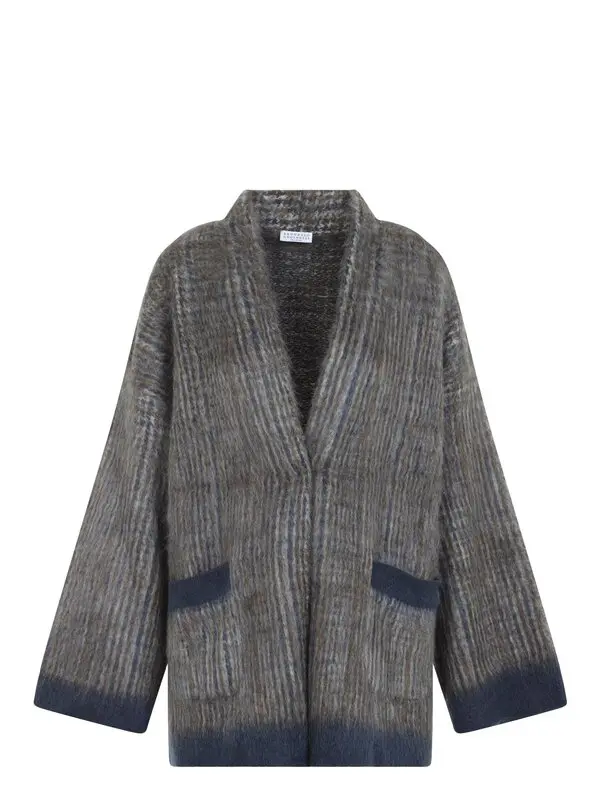 Brunello Cucinelli Galles Jacquard Cardigan - Gray