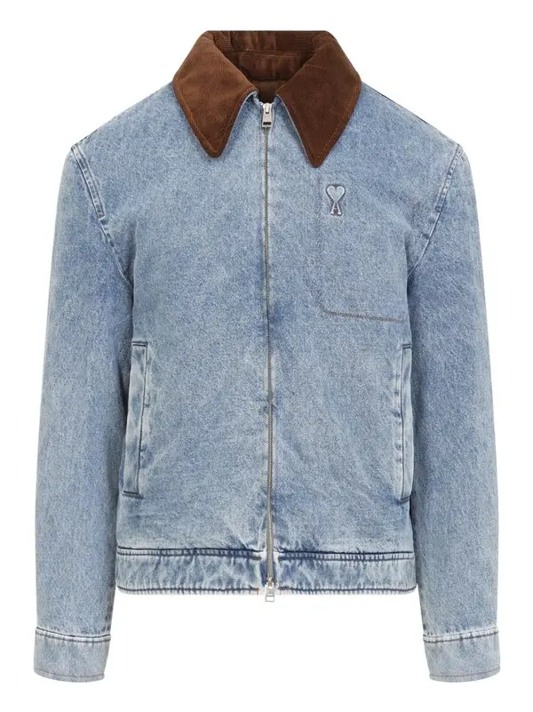 AMI Paris Adc Zipped Jacket - Blue