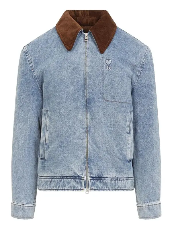 AMI Paris Adc Zipped Jacket - Blue