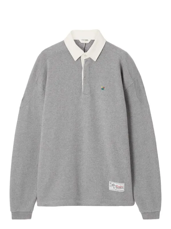 Aimé Leon Dore Crest Embroidered Ribbed Cotton Polo Shirt - Gray