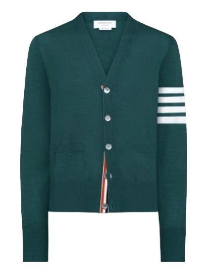 Thom Browne 4-bar V-neck Cardigan - Green