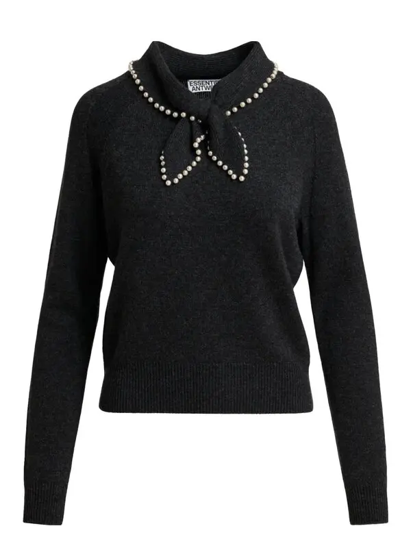 Essentiel Antwerp Faux Pearl-embellished Tie-detail Sweater - Black