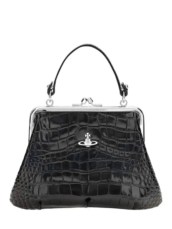 VIVIENNE WESTWOOD Granny Frame Crocodile Effect Handbag - Black