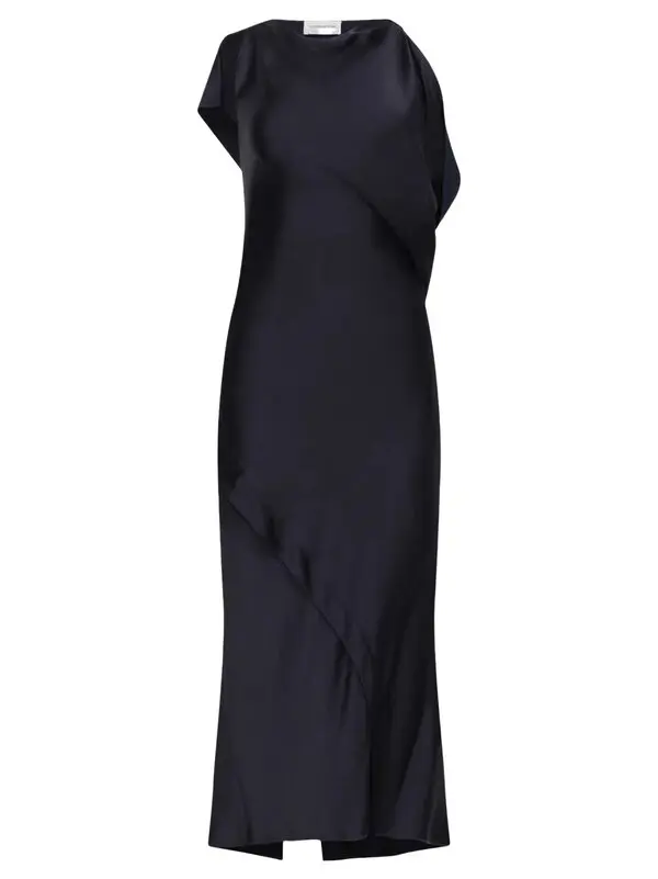 Victoria Beckham Kyra Draped Midi Dress - Midnight Blue