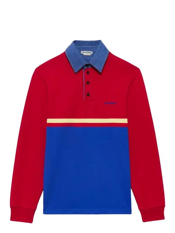 J.W.ANDERSON Jw Anderson Colorblock Long-sleeve Polo Shirt - Red/blue
