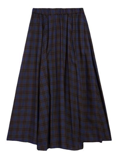 Aspesi Plaid Gatheredwaist Midi Skirt - Black