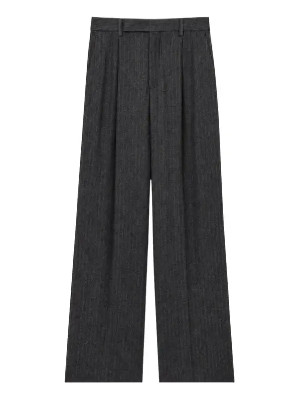 Saint Laurent Striped Loose-fitting Trousers - Grey Anthracite