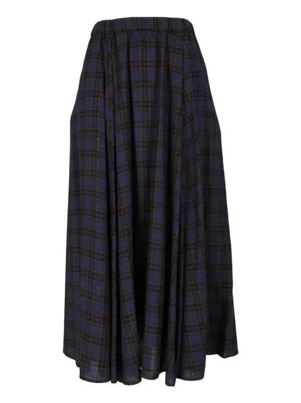 Aspesi Plaid Gatheredwaist Maxi Skirt - Black