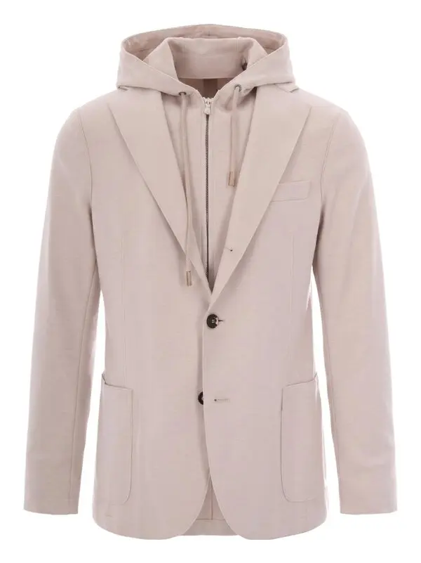 Eleventy Hooded Single-breasted Layered Jacket - No