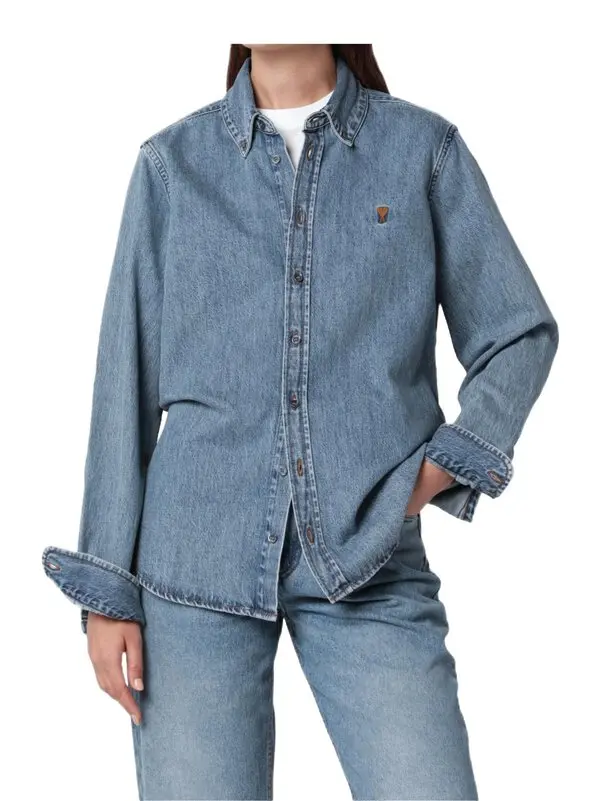 AMI Paris Long-sleeved Denim Shirt - Blue