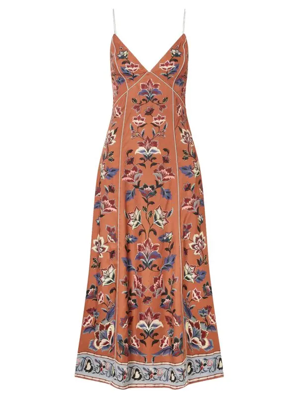 Farm Rio Floral Beauty Tapestry Sleeveless Slip Maxi Dress - No
