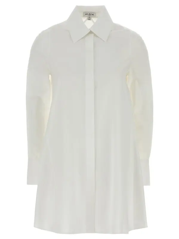 Alaïa A-line Poplin Shirt Dress - White