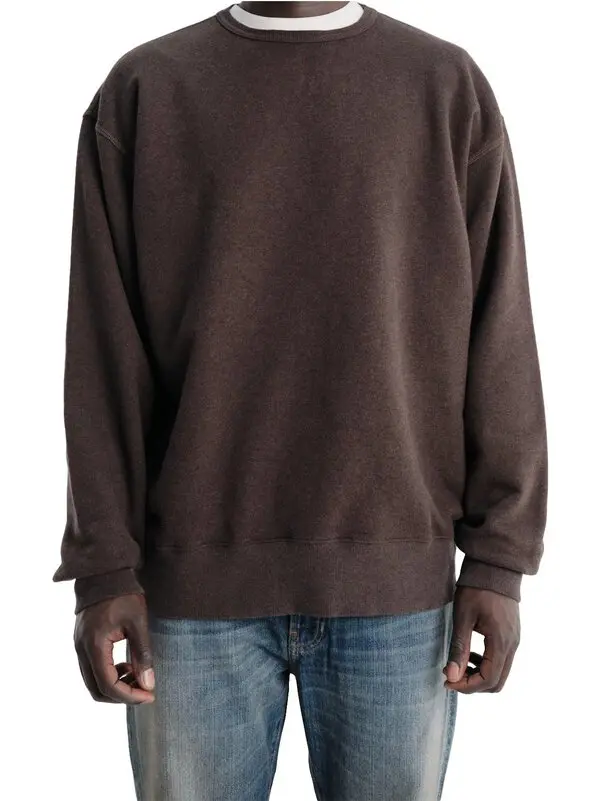 MAISON MARGIELA Denim-patchwork Crew-neck Sweatshirt - Brown