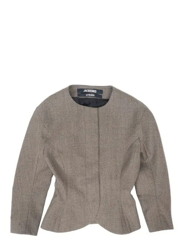 Jacquemus Peplum Fitted Short Jacket - Brown