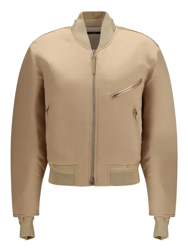 TOM FORD Satin Aviator Bomber Jacket - Gold