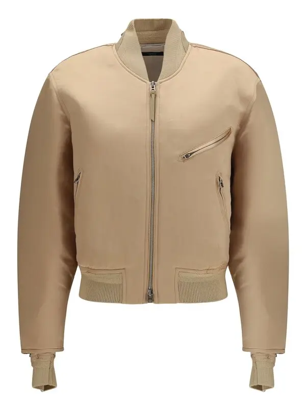 TOM FORD Satin Aviator Bomber Jacket - Gold