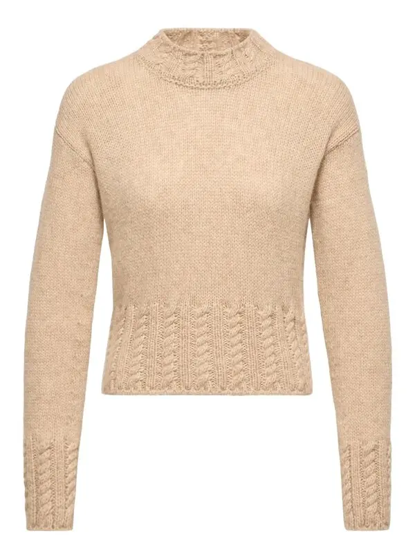 Moncler Logo Patch Crewneck Knitted Jumper - Beige