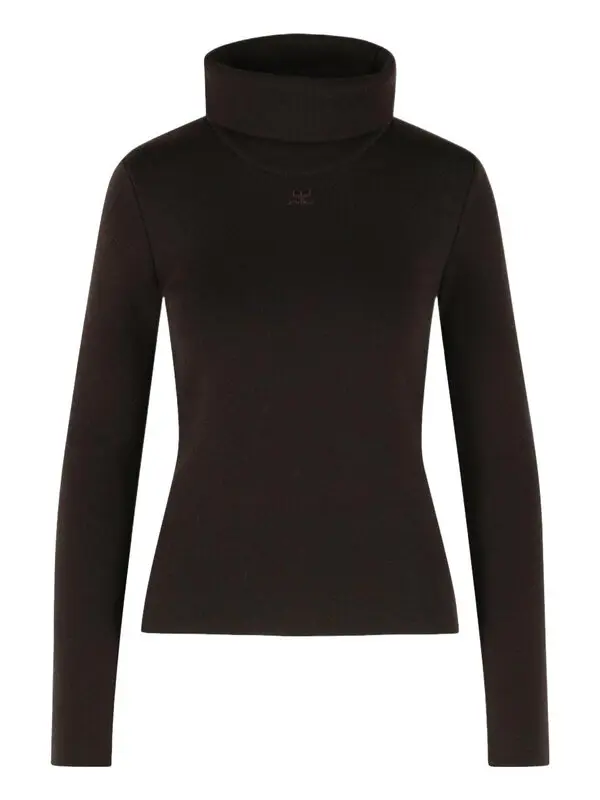 COURREGES Logo-embroidered Roll-neck Sweater - Brown