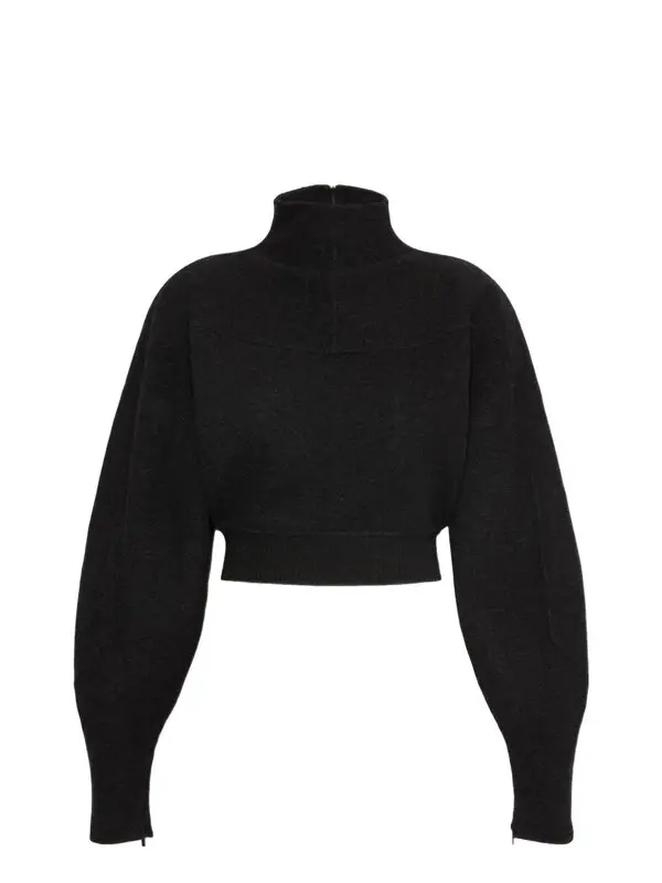 Max Mara Cropped Wool And Cashmere Jersey Sweatshirt - Dark Gray