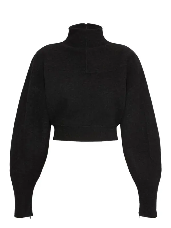 Max Mara Armony Funnel-neck Knitted Sweater - Dark Grey