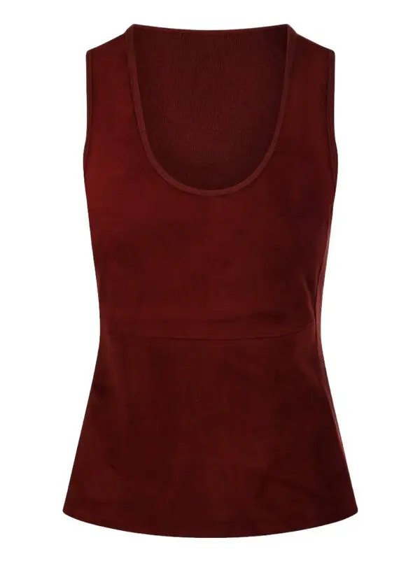 Max Mara Suede-panelled Scoop-neck Tank Top - Wine Red