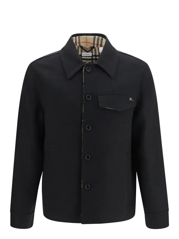 Burberry Herringbone Wool Jacket - Black
