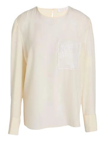 Chloé Solid Color Chiffon Top - White