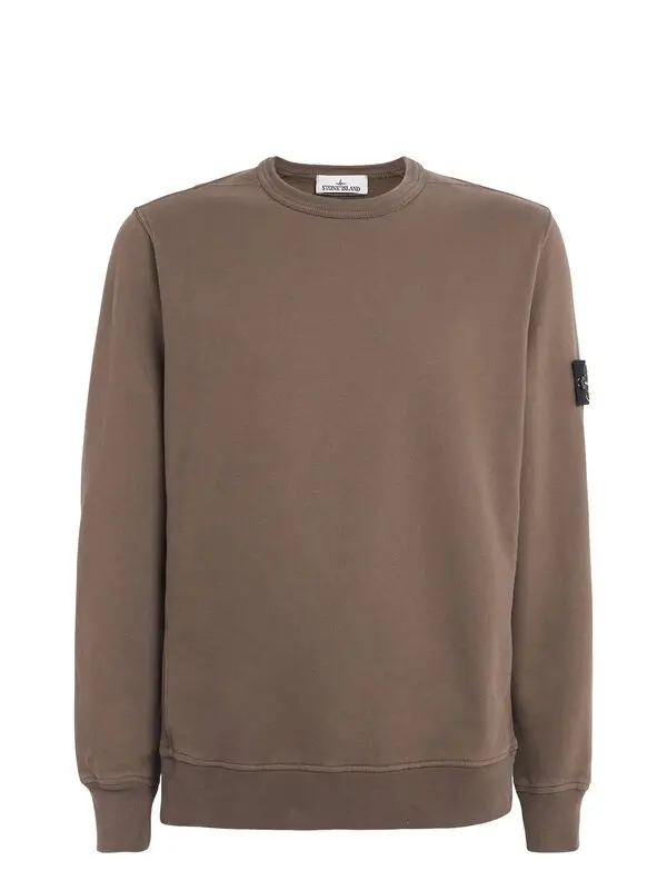 Stone Island Cotton Compass Logo Sweatshirt - Brown